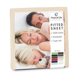 Third of Life Spannbettlaken "ALBA" aus 100% Oekotex-Baumwolle in Beige | Gr.: 70 x 140 cm