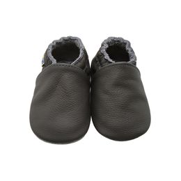 Yalion Baby Krabbelschuhe aus Leder mit rutschfester Sohle &ndash; Grau | Gr.: 24/25