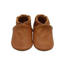 Yalion Baby Krabbelschuhe aus Leder mit rutschfester Sohle &ndash; Braun | Gr.: 17/18