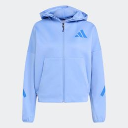 adidas Sportswear Athletic Zip-Up Hoodie 'Z.N.E.' female Blue size XL