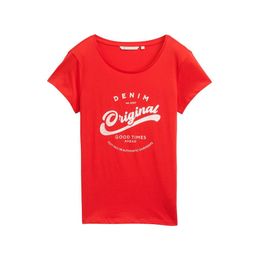Tom Tailor Denim T-Shirt Damen Gr&ouml;&szlig;e M rot / wei&szlig;