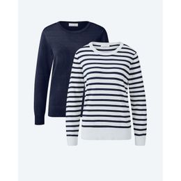 Helena Vera Doppelpack Pullover uni & gestreift