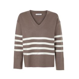 TATUUM Pullover 'Eliana' Damen Gr&ouml;&szlig;e L dunkelbeige / wei&szlig;