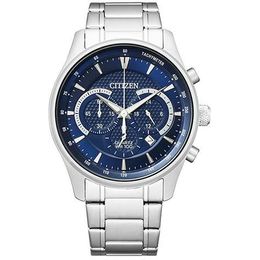 Chronograph Citizen, silber (silberfarben, dunkelblau), Armbanduhren, Herren, Armbanduhr, Quarzuhr, Herrenuhr, Edelstahlarmband