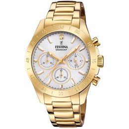 Chronograph Festina "Boyfriend Collection", gold (goldfarben), Armbanduhren, Damen, Chronograph, Armbanduhr, Quarzuhr, Damenuhr, Stoppfunktion, Edelstahlarmband