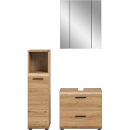Badmöbel-Set Inosign "FLORENZ, TOPSELLER, 3-teilige Badkombination, hochwertige MDF-Front", braun (artisan oak nb), B:105cm H:185cm T:32cm, Kastenmöbel-Sets, Badmöbel-Set, Bad-Kombination, Bad-Möbel, Badezimmer, Kombination, Kombi