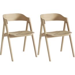 Holzstuhl HAMMEL FURNITURE "Findahl by Hammel Mette", beige (eiche, natur), B:52cm H:75cm T:54cm, Geflecht Wasserhyazinthe, Massivholz, St&uuml;hle, Holzstuhl, Massivholz, mit Flechtsitz, versch. Farbvarianten