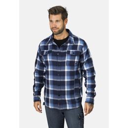 Karohemd HERO by John Medoox "Overshirt Workwear Arbeitshemd", Herren, Gr. L, US-Gr&ouml;&szlig;en, blau (blau check), angeraute Sweatware, 65% Polyester, 35% Viskose, regular fit, Hemden Karohemd, Arbeitshemd Funktionsqualit&auml;t f&uuml;r Herren