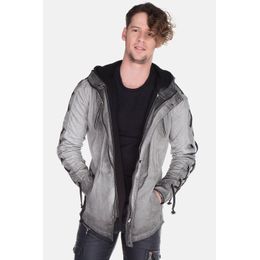 Cipo & Baxx Outdoorjacke CIPO & BAXX "Jacke", Herren, Gr. XXL, grau (anthrazit), Stoff, 100% Baumwolle, bedruckt, Basic, regular fit normal, Jacken Outdoorjacke, mit R&uuml;ckendetail, CJ-183