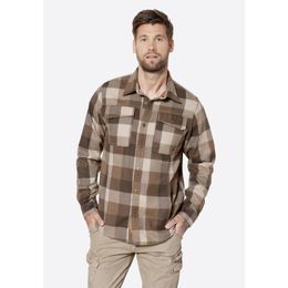 Karohemd HERO by John Medoox "Overshirt Workwear Arbeitshemd", Herren, Gr. L, US-Gr&ouml;&szlig;en, beige (sand check), angeraute Sweatware, 65% Polyester, 35% Viskose, regular fit, Hemden Karohemd, Arbeitshemd Funktionsqualit&auml;t f&uuml;r Herren