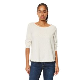 Marc O'Polo Langarmshirt MARC O'POLO DENIM "aus Organic Cotton", Damen, Gr. XS, wei&szlig; (silky wei&szlig;), Obermaterial: 100% Baumwolle, unifarben, regular fit, Rundhals, Rollkante, Shirts Langarmshirt