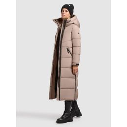 Steppmantel Khujo "SHIMANTA5", Damen, Gr. S, greige, 100% Polyester, unifarben, eingesetzt elastischer Bund mit Klettverschluss, M&auml;ntel Steppmantel