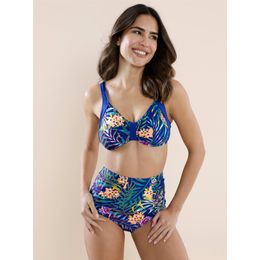 Bustier-Bikini-Top, Damen, Gr. 40, Cup B, blau (royalblau, bedruckt), Elasthan, Polyamid, Bikini-Oberteile