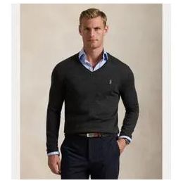 Polo Ralph Lauren f&uuml;r Herren. 710946142003 Waschbarer Wollpullover Slim Fit grau (L), L&auml;ssig, Wolle