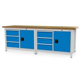 Bedrunka+Hirth Kastenwerkbank R 18-24 - 2500 x 750 x 859 mm / 6 x Schublade + 2 x Fl&uuml;gelt&uuml;ren
