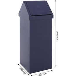 Abfallbeh&auml;lter, Aluminium, mit Schwingdeckel, Volumen 110 l, BxHxT 360 x 1000 x 360 mm, blau kaiserkraft