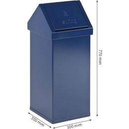Abfallbeh&auml;lter, Aluminium, mit Schwingdeckel, Volumen 55 l, BxHxT 300 x 770 x 300 mm, blau kaiserkraft