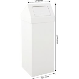 Abfallbeh&auml;lter, Aluminium, mit Push-Deckel, Volumen 110 l, BxHxT 390 x 1000 x 390 mm, wei&szlig; kaiserkraft
