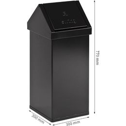 Abfallbeh&auml;lter, Aluminium, mit Schwingdeckel, Volumen 55 l, BxHxT 300 x 770 x 300 mm, schwarz kaiserkraft