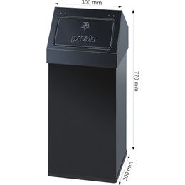 Abfallbeh&auml;lter, Aluminium, mit Push-Deckel, Volumen 55 l, BxHxT 300 x 770 x 300 mm, schwarz kaiserkraft