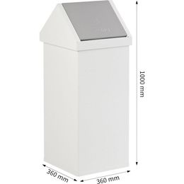 Abfallbeh&auml;lter, Aluminium, mit Schwingdeckel, Volumen 110 l, BxHxT 360 x 1000 x 360 mm, wei&szlig; kaiserkraft