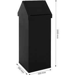 Abfallbeh&auml;lter, Aluminium, mit Schwingdeckel, Volumen 110 l, BxHxT 360 x 1000 x 360 mm, schwarz kaiserkraft