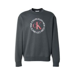 Calvin Klein Jeans Sweatshirt Herren Gr&ouml;&szlig;e M dunkelgrau / rot / wei&szlig;