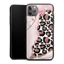 DeinDesign iPhone 11 Pro Max Handy Premium Silikon H&uuml;lle Handyh&uuml;lle schwarz Case Glitzer Marble Leopard Silikon Premium Case