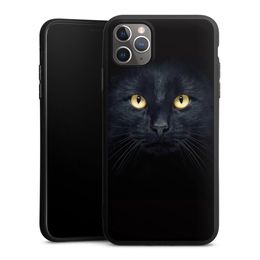 DeinDesign iPhone 11 Pro Max Handy Premium Silikon H&uuml;lle Handyh&uuml;lle schwarz Case Black Eye Cat Silikon Premium Case