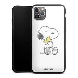 DeinDesign iPhone 11 Pro Max Handy Premium Silikon H&uuml;lle Handyh&uuml;lle schwarz Case Snoopy Peanuts Love Silikon Premium Case