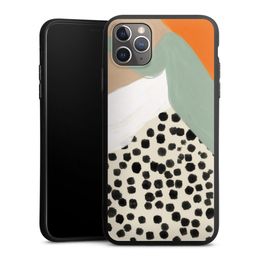 DeinDesign iPhone 11 Pro Max Handy Premium Silikon H&uuml;lle Handyh&uuml;lle schwarz Case Abstract Kunst Boho Silikon Premium Case