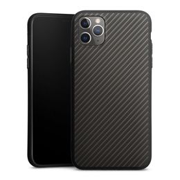 DeinDesign iPhone 11 Pro Max Handy Premium Silikon H&uuml;lle Handyh&uuml;lle schwarz Case Carbon Muster Metallic Look Silikon Premium Case