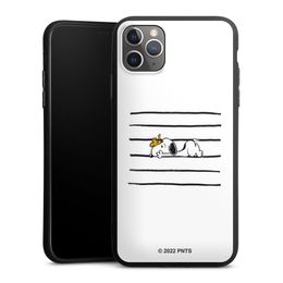 DeinDesign iPhone 11 Pro Max Handy Premium Silikon H&uuml;lle Handyh&uuml;lle schwarz Case Snoopy Dog Peanuts Silikon Premium Case
