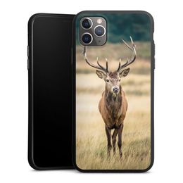 DeinDesign iPhone 11 Pro Max Handy Premium Silikon H&uuml;lle Handyh&uuml;lle schwarz Case Forrest Meadow Deer Silikon Premium Case