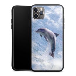DeinDesign iPhone 11 Pro Max Handy Premium Silikon H&uuml;lle Handyh&uuml;lle schwarz Case Dolphin Wale Ocean Silikon Premium Case