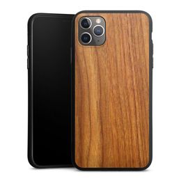 DeinDesign iPhone 11 Pro Max Handy Premium Silikon H&uuml;lle Handyh&uuml;lle schwarz Case Larch Wooden Look Wood Silikon Premium Case