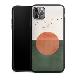 DeinDesign iPhone 11 Pro Max Handy Premium Silikon H&uuml;lle Handyh&uuml;lle schwarz Case Sunset Bird Sunshine Silikon Premium Case