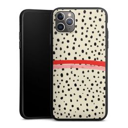 DeinDesign iPhone 11 Pro Max Handy Premium Silikon H&uuml;lle Handyh&uuml;lle schwarz Case Stripes Kunst Points Silikon Premium Case