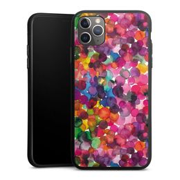 DeinDesign iPhone 11 Pro Max Handy Premium Silikon H&uuml;lle Handyh&uuml;lle schwarz Case Water Colour Colourful Points Silikon Premium Case