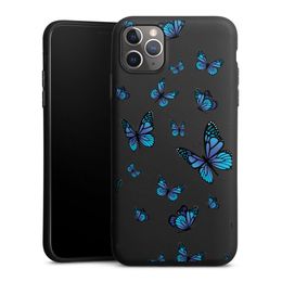 DeinDesign iPhone 11 Pro Max Handy Premium Silikon H&uuml;lle Handyh&uuml;lle schwarz Case Transparent Muster Butterfly Silikon Premium Case