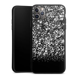 DeinDesign iPhone 11 Pro Max Handy Premium Silikon H&uuml;lle Handyh&uuml;lle schwarz Case Glitzer Snowflake Muster Silikon Premium Case