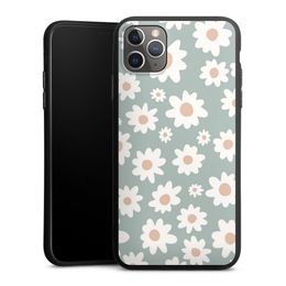 DeinDesign iPhone 11 Pro Max Handy Premium Silikon H&uuml;lle Handyh&uuml;lle schwarz Case Daisy Muster Flowers Silikon Premium Case