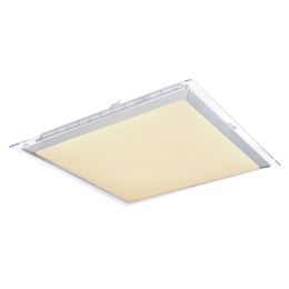 Globo RENA Deckenleuchte LED Nickel-Matt, Wei&szlig;, 1-flammig, Fernbedienung, Farbwechsler