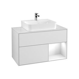 Villeroy & Boch Villeroy und Boch Finion Waschtischunterschrank F121GFMT 100cm, Abdeckplatte wei&szlig; matt, Regal rechts Glossy white lacquer, White matt lacquer