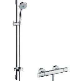 Hansgrohe Brause Set Croma 100 Multi 27085000 chrom, mit 90 cm Stange Unica C