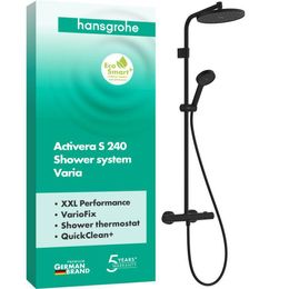 Hansgrohe Activera S Duschsystem 240 28083670 1 Strahlart wassersparend+ mit Ecostat Fine Varia, mit Thermostat, EcoSmart+, 6 l/min, schwarz matt