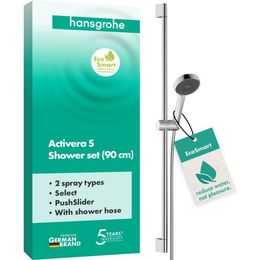 Hansgrohe Activera Select S Duschset 28046000 2 Strahlarten wassersparend mit Duschstange, &Oslash; 95mm, Bohrabstand 915 mm, chrom