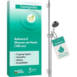 Hansgrohe Activera Select S Duschset 28050000 2 Strahlarten wassersparend mit Duschstange Varia, &Oslash; 95mm, Ausf&uuml;hrung 105, chrom
