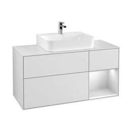 Villeroy & Boch Villeroy und Boch Finion Waschtischunterschrank F171MTMT 120cm, Abdeckplatte white matt, Regal rechts White matt lacquer, White matt lacquer