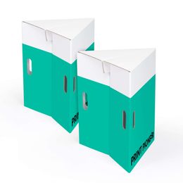 2er-Set Papphocker Dreieck mit Wunschmotiv bedrucken | 36 x 30 x 45 cm | Griffl&ouml;cher zum Tragen | recycelbare Wellpappe | Sitzhocker selbst gestalten